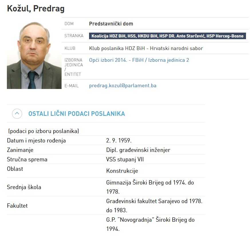 PREDRAG KOŽUL: Ko je zastupnik HDZ-a kojem je danas zaprijetila Ambasada SAD - IZDVOJENO.ba